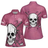 Custom Name Golf with Skull and Rose Women's Polo S-5XL - Walmart.com