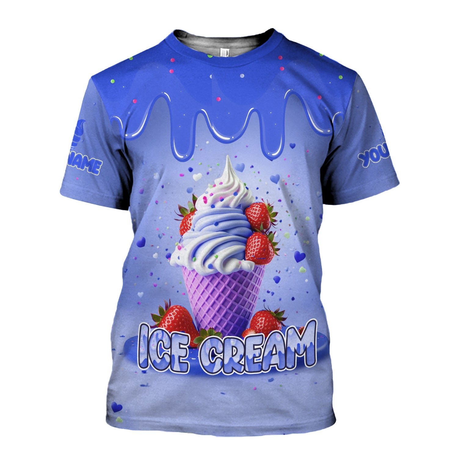 Custom Name Ice Creams 3D Shirt, Ice Cream Shirts for Team Men Women ...