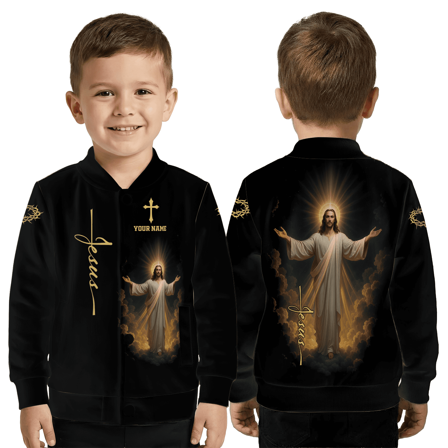 Custom Name Jesus Appearing in Glory Baseball Jacket, Glorious Jesus ...
