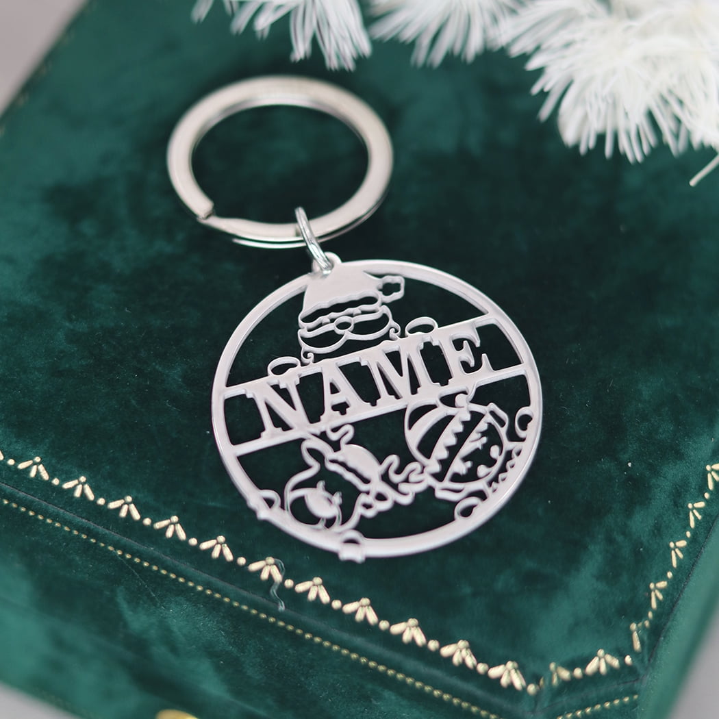 Custom Name Key Chains Creative Snowman Elk Santa Clause Keyring ...