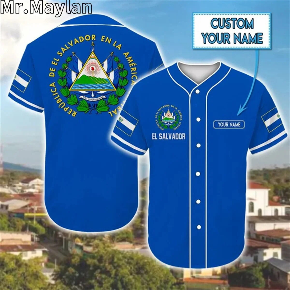Custom Name Love EL SALVADOR Country Flag 3D Printed Baseball Jersey ...