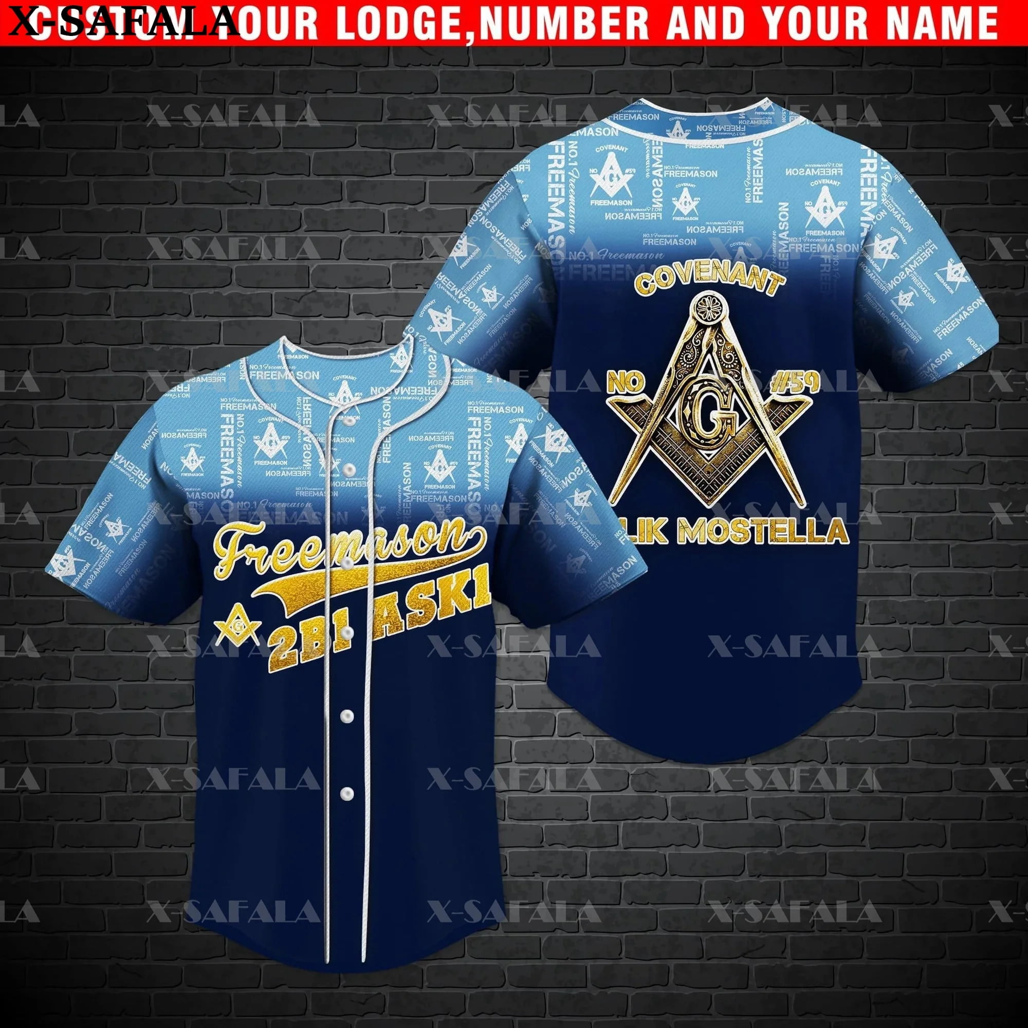 Custom Name Love FREEMASON Masonic Mason 3D Printed Baseball Jersey ...