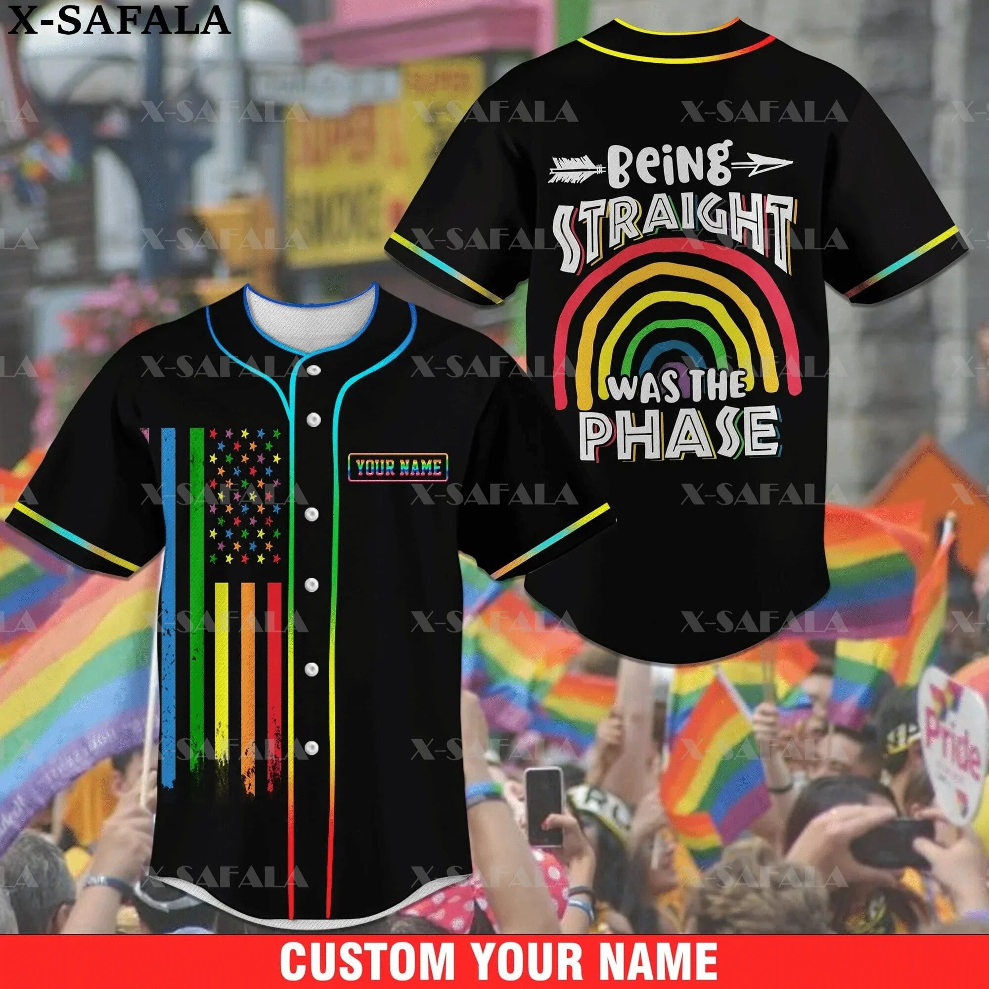 Custom Name Love Is Love LGBT Rainbow 3D Printed Baseball Jersey Summer ...