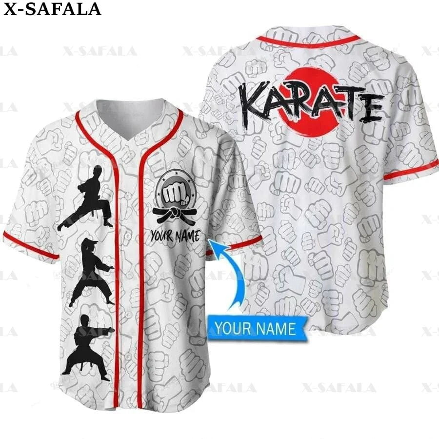 Custom Name Love KARATE Gift Sports 3D Printed Baseball Jersey Summer ...