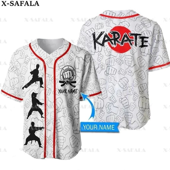 Custom Name Love KARATE Gift Sports 3D Printed Baseball Jersey Summer ...