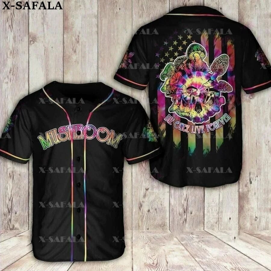 Custom Name MUSHROOM Trippy PSYCHEDELIA 3D Printed Baseball Jersey ...
