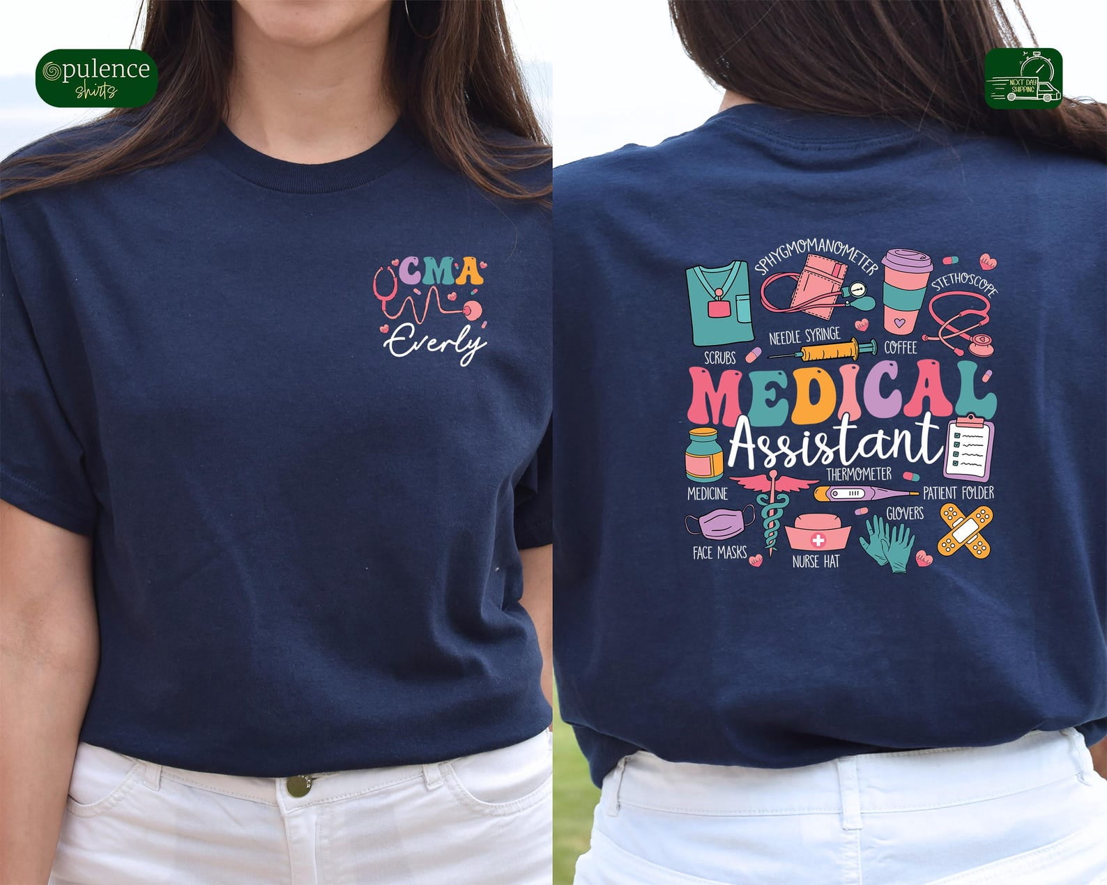 Custom Name Medical Assistant T-Shirt, Personalized CMA Graduation Gift ...