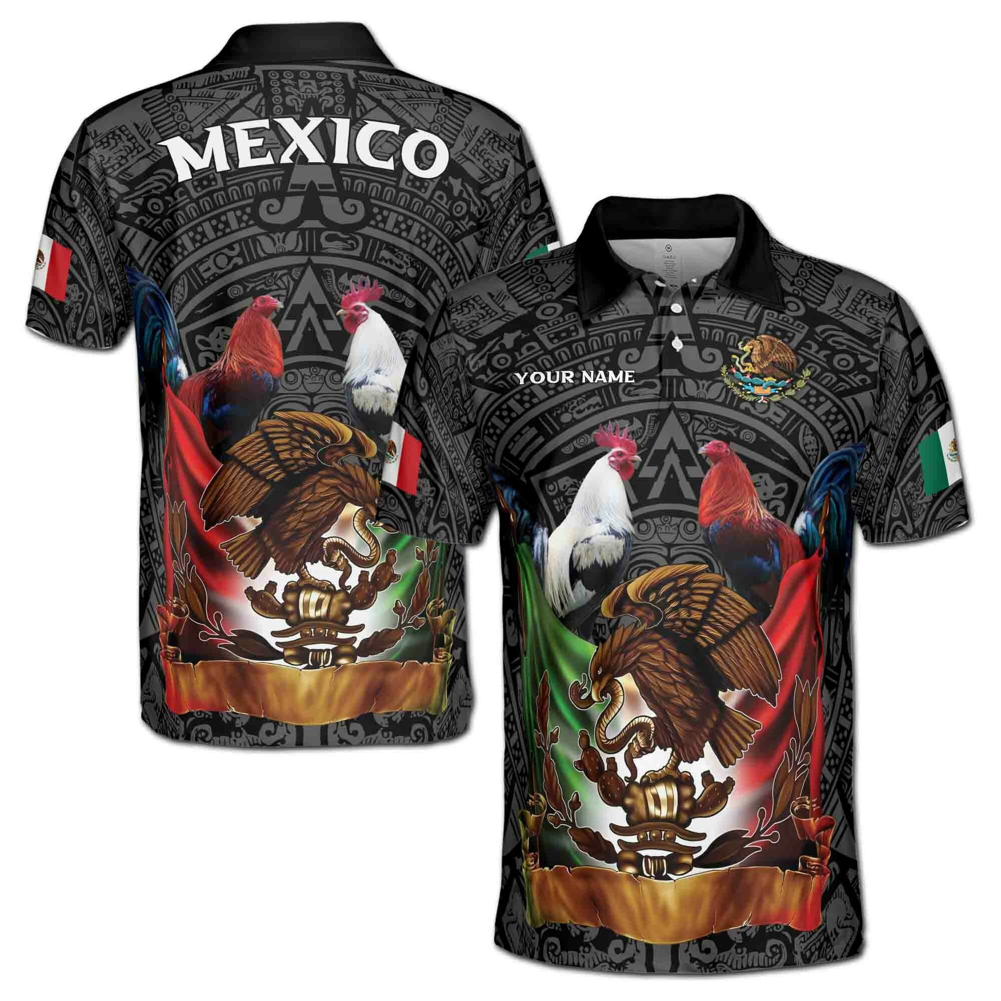Custom Name Mexico Tattoo Tribal Mexico Coat of Arms Men's Polo Shirt S-5XL - Walmart.com