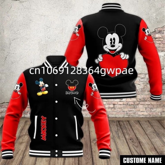 Custom Name Mickey Mouse Baseball Jacket Men's Women's Casual T-Shirt ...