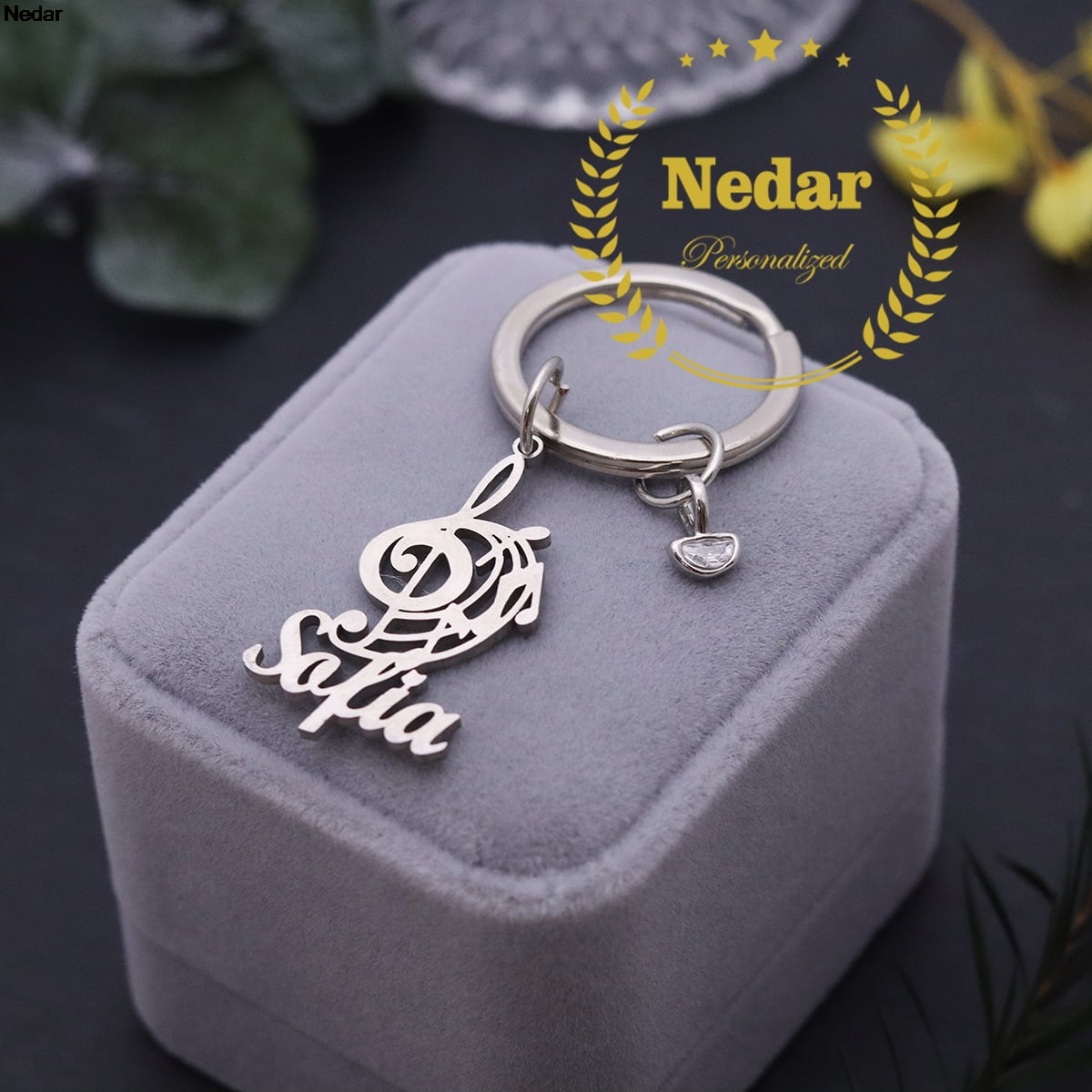Custom Name Musician Stainless Steel Music Score Note Treble Keyring ...