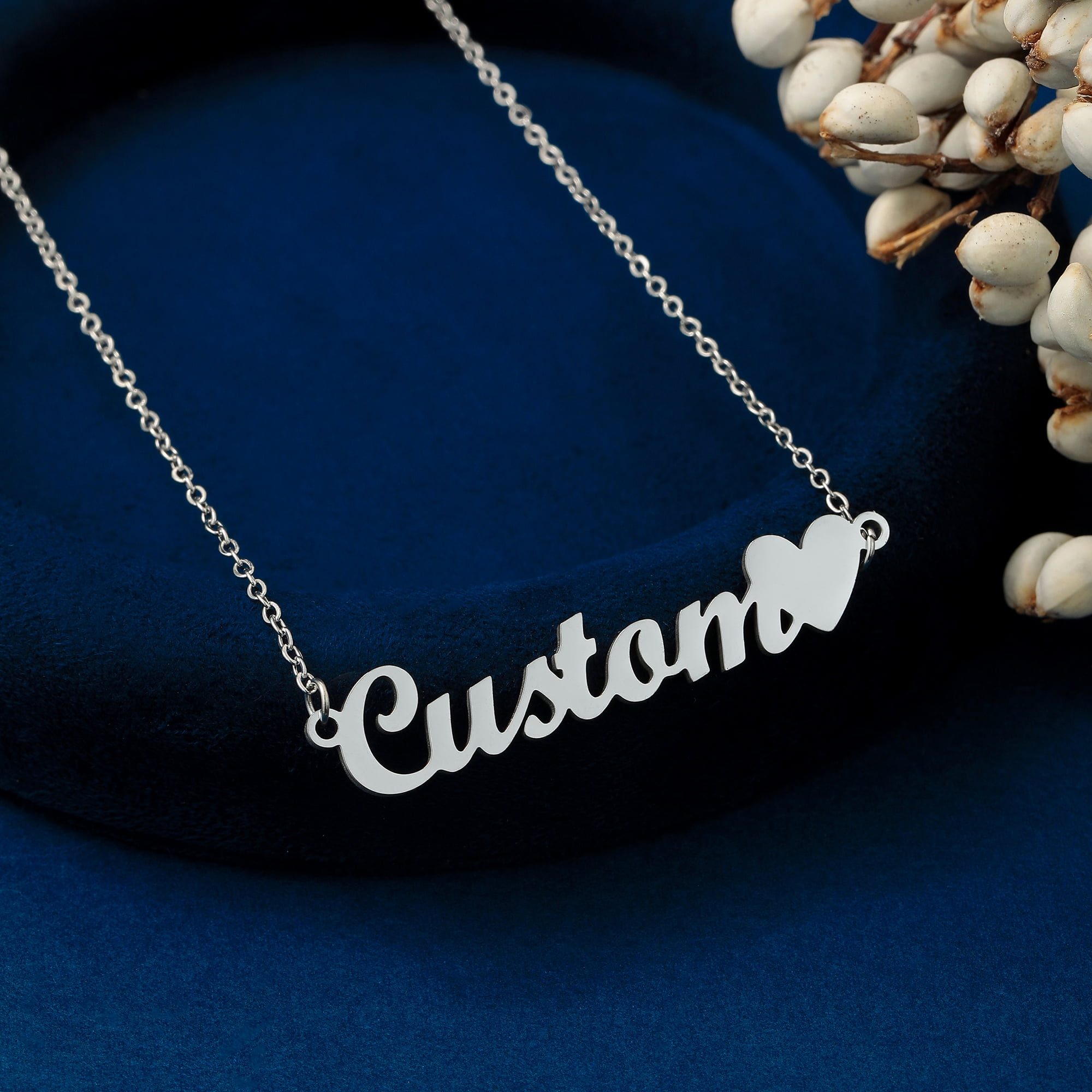 Custom Name Necklace Personalized Heart Choker Stainless Steel Choker ...