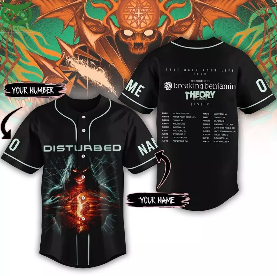 Custom Name Number Disturbed Baseball Jersey Heavy Metal Band Music ...