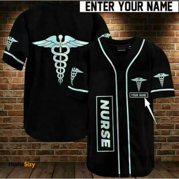 Custom Name Nurse Symbol 3d Baseball Jersey Shirt Men Dad Father Day Us ...