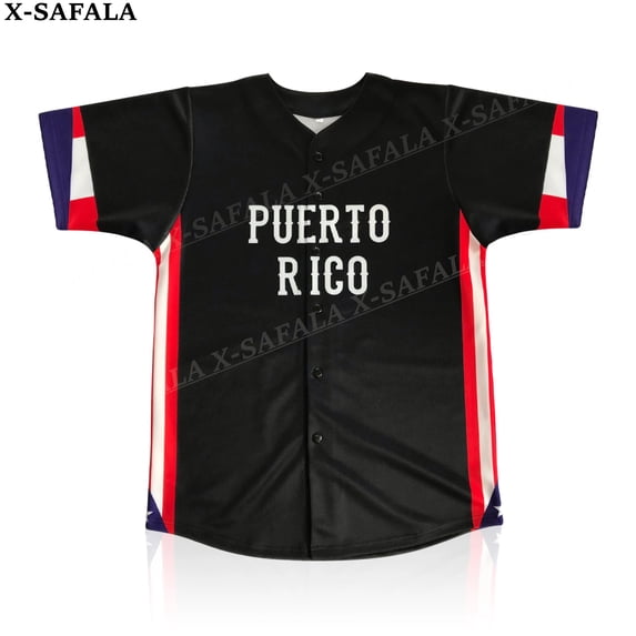 Custom Name PUERTO RICO Love Country Flag 3D Print Baseball Jersey ...
