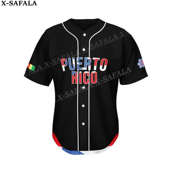 Custom Name PUERTO RICO Love Country Flag 3D Printed Baseball Jersey ...