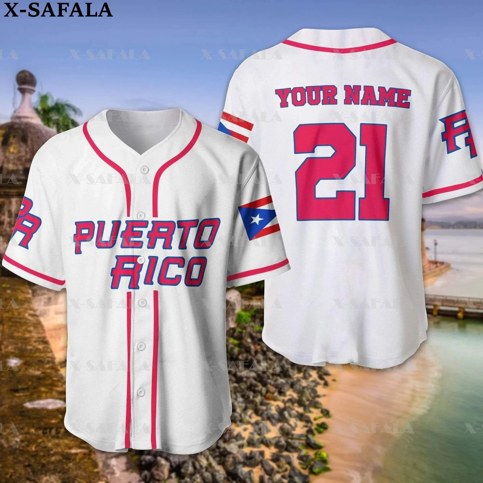 Custom Name PUERTO RICO Love Country Flag 3D Printed Baseball Jersey ...