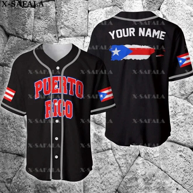 Custom Name PUERTO RICO Love Country Flag 3D Printed Baseball Jersey ...