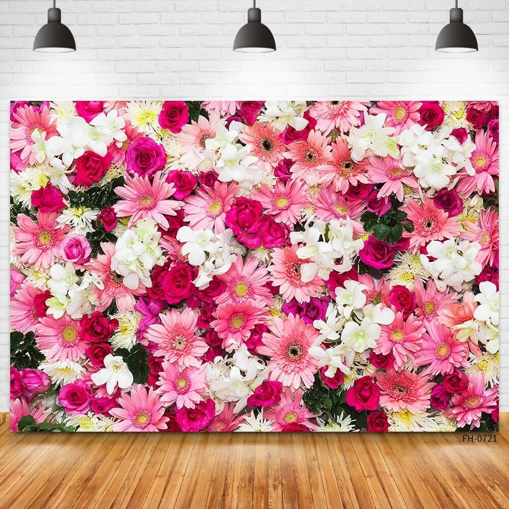 Custom Name Photo Flower Wall Birthday Party Banner Background Baby ...