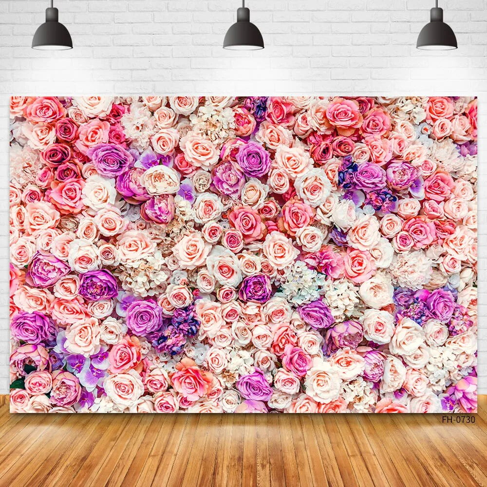 Custom Name Photo Flower Wall Birthday Party Banner Background Baby ...