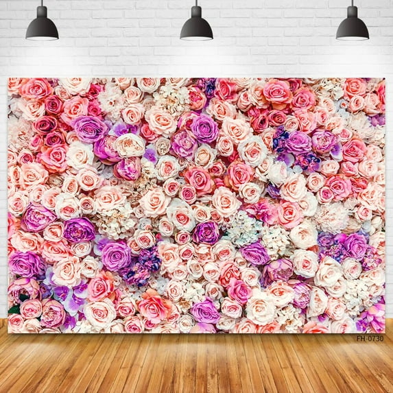 Custom Name Photo Flower Wall Birthday Party Banner Background Baby ...