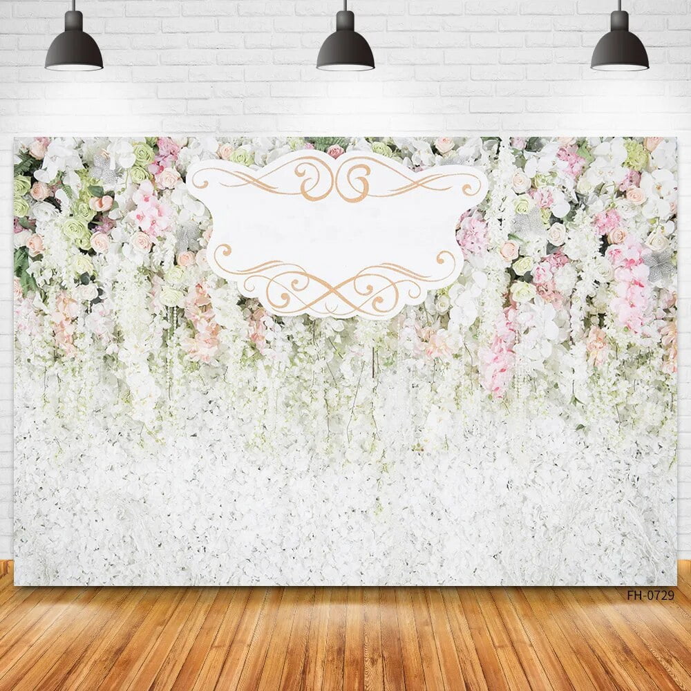 Custom Name Photo Flower Wall Birthday Party Banner Background Baby ...