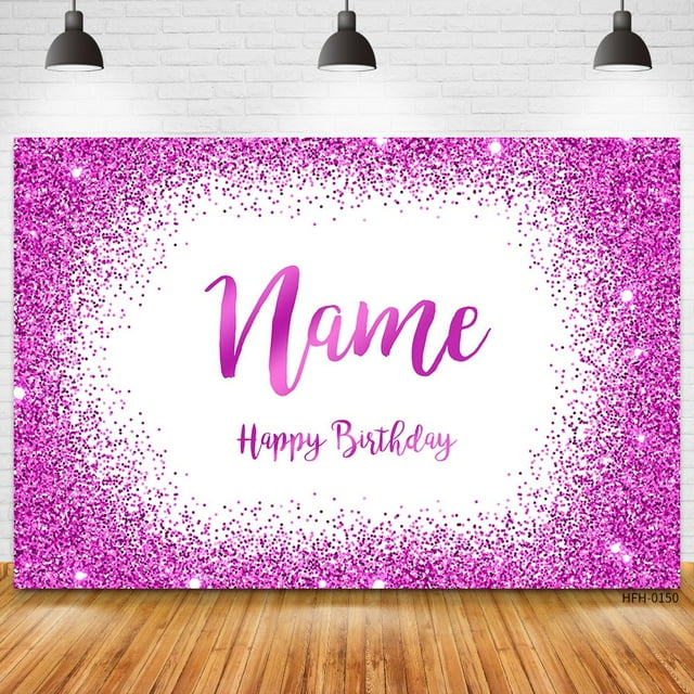 Custom Name Photo Gold Silver Glitter Birthday Party Banner Backgrounds ...