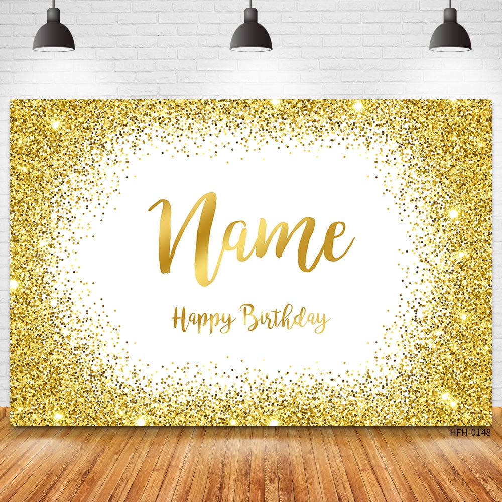 Custom Name Photo Gold Silver Glitter Birthday Party Banner Backgrounds ...
