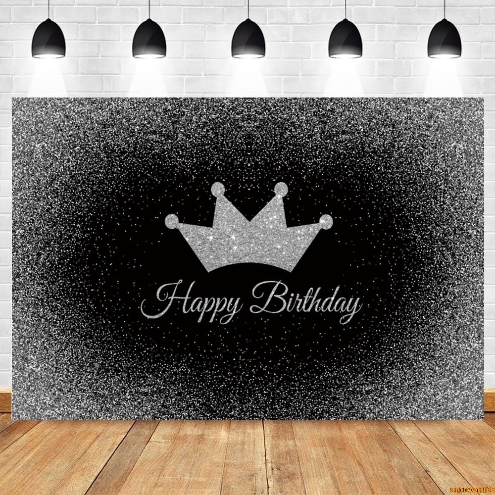 Custom Name Photo Gold Silver Glitter Birthday Party Banner Backgrounds ...