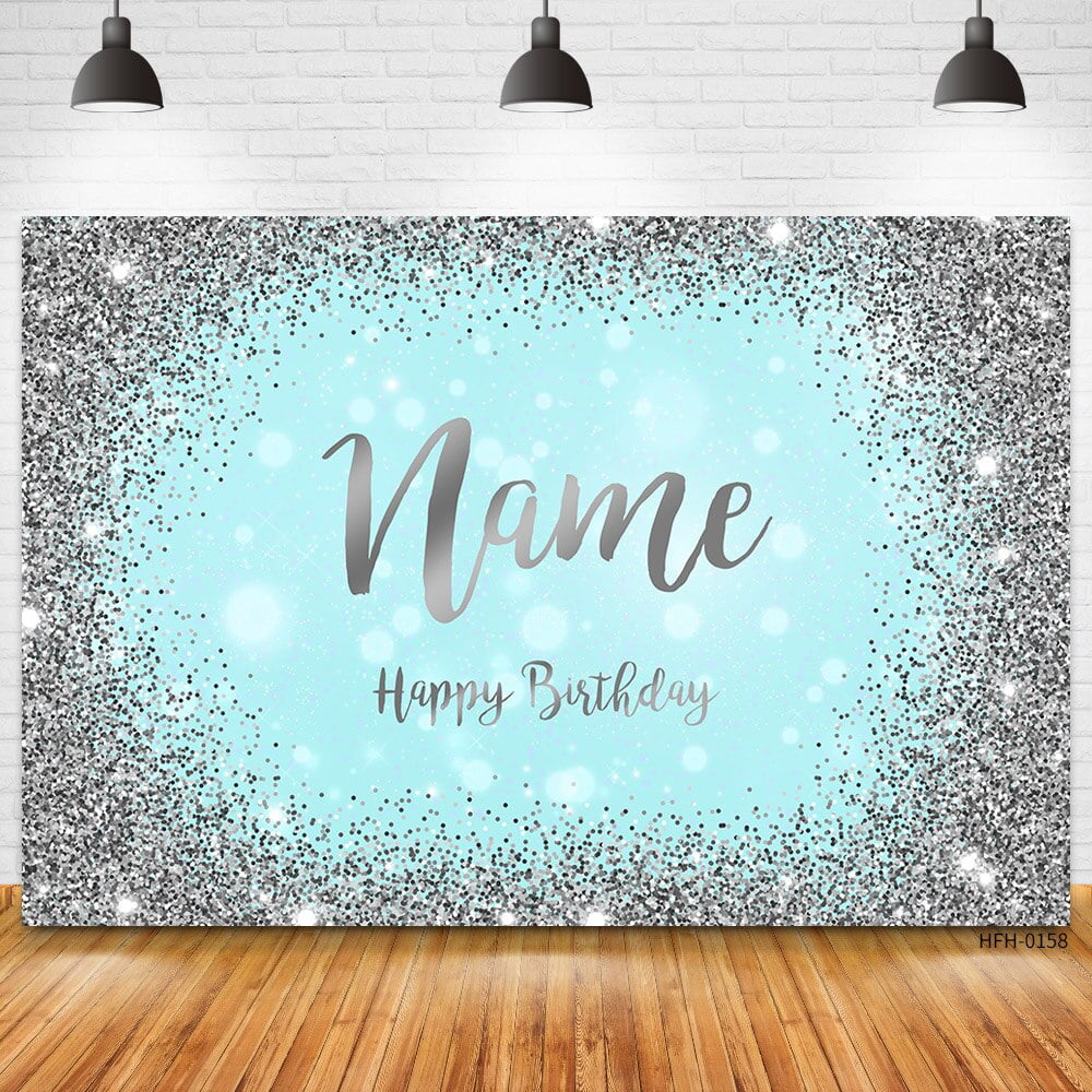 Custom Name Photo Gold Silver Glitter Birthday Party Banner Backgrounds ...