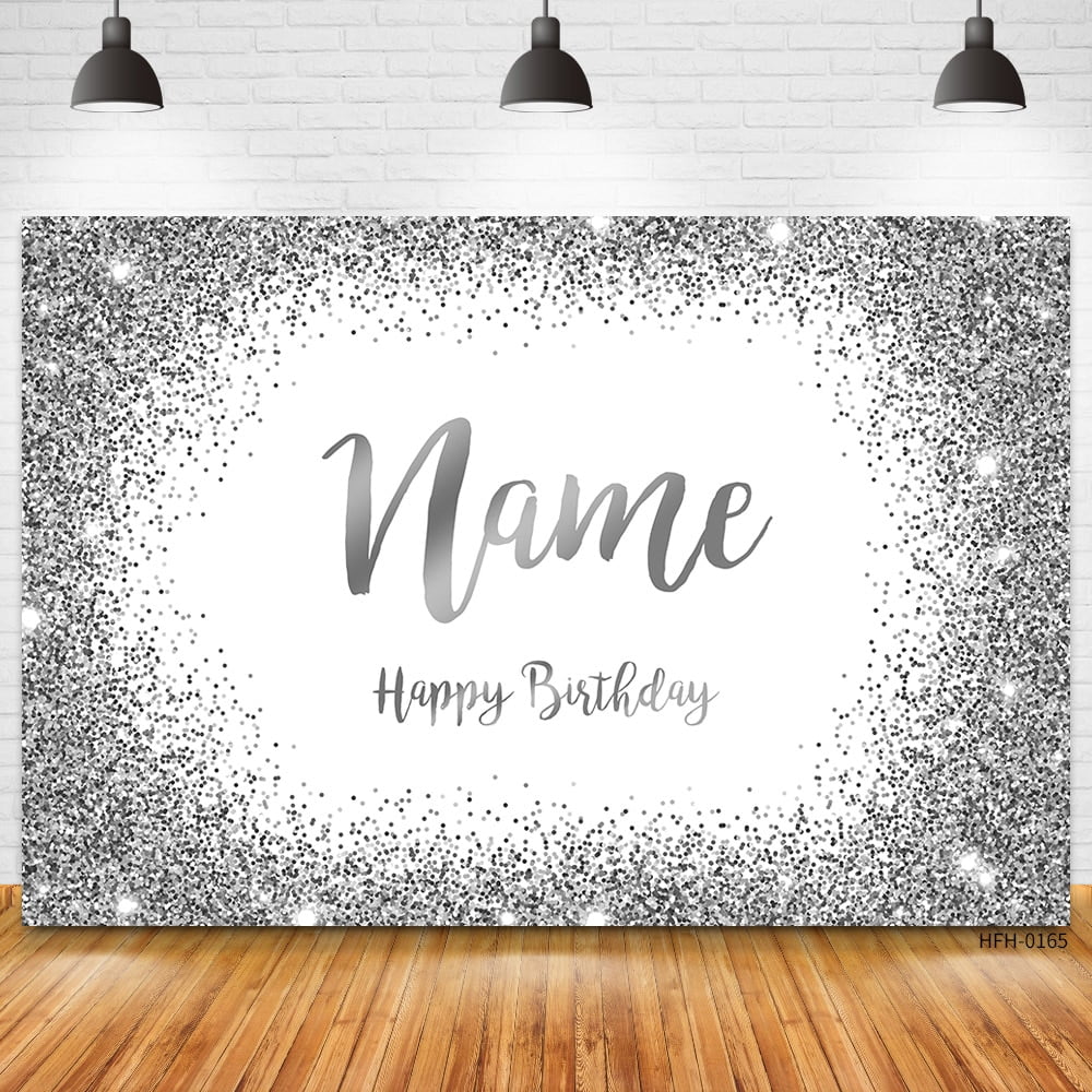 Custom Name Photo Gold Silver Glitter Birthday Party Banner Backgrounds ...