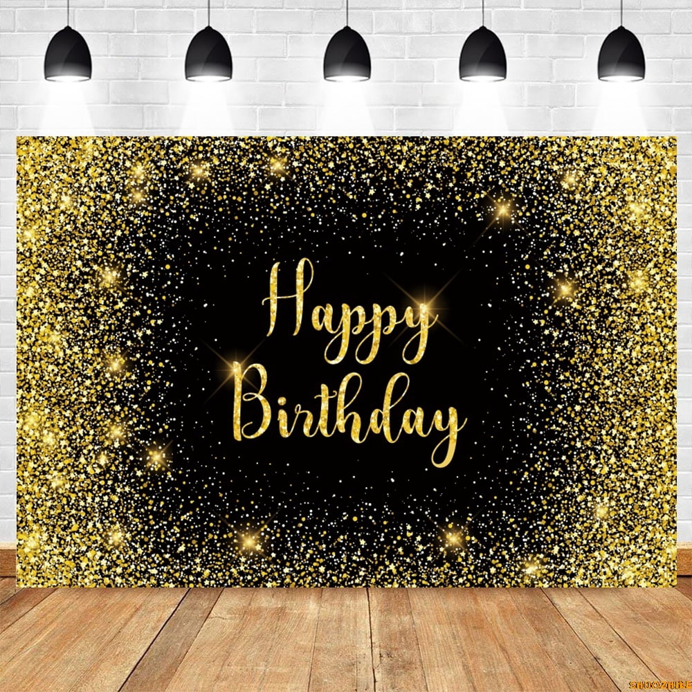 Custom Name Photo Gold Silver Glitter Birthday Party Banner Backgrounds ...