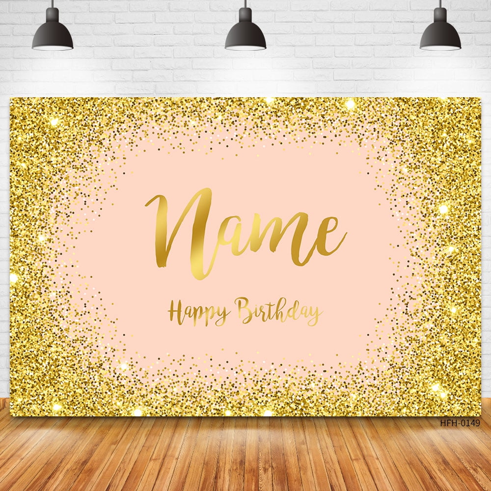 Custom Name Photo Gold Silver Glitter Birthday Party Banner Backgrounds ...