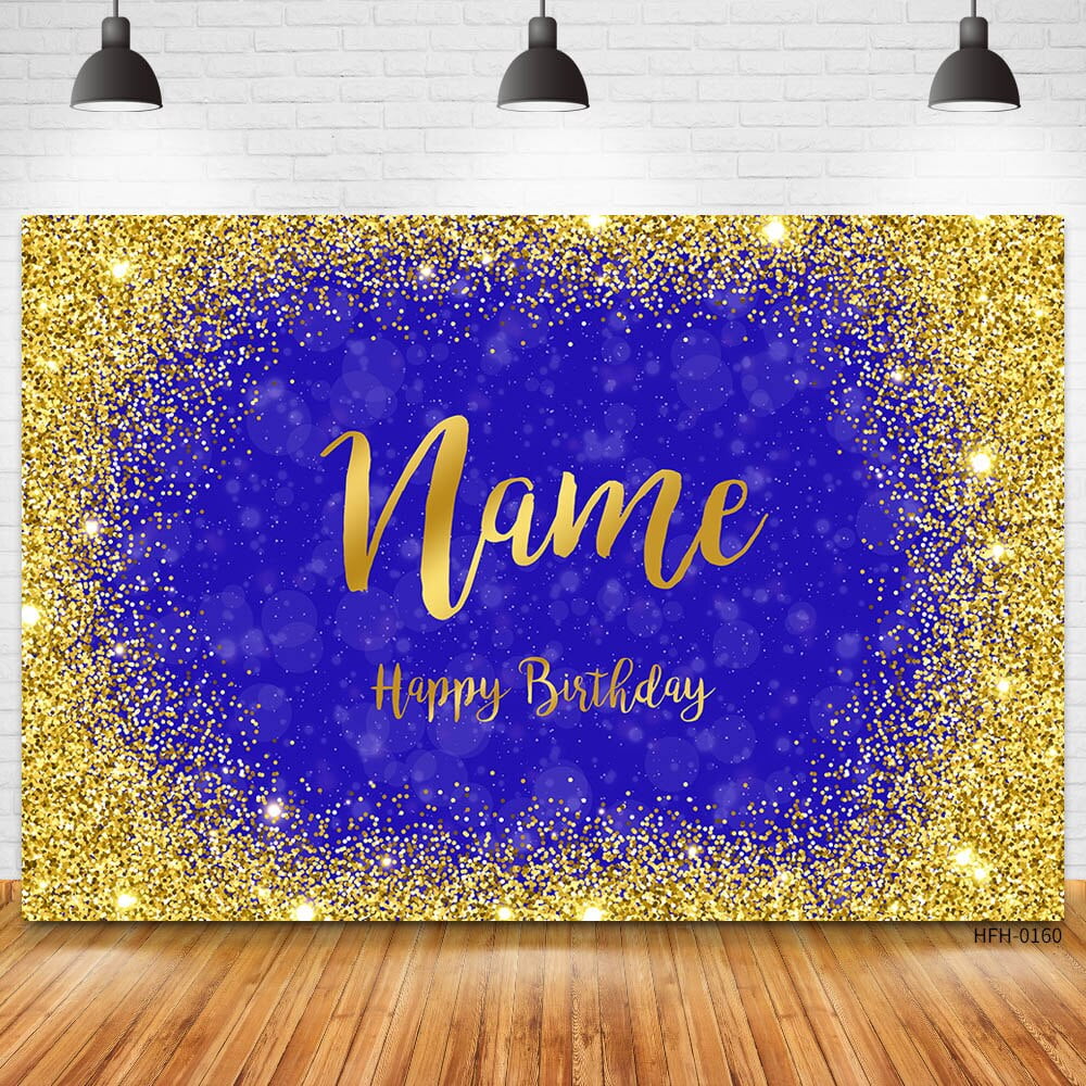 Custom Name Photo Gold Silver Glitter Birthday Party Banner Backgrounds ...