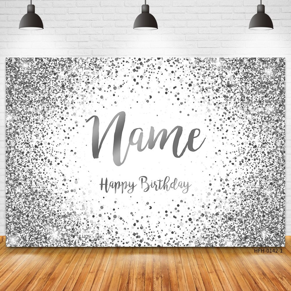 Custom Name Photo Gold Silver Glitter Birthday Party Banner Backgrounds ...