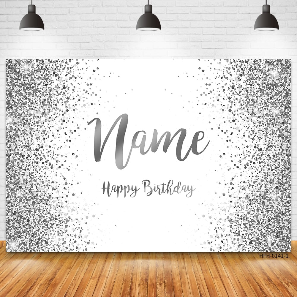 Custom Name Photo Gold Silver Glitter Birthday Party Banner Backgrounds ...