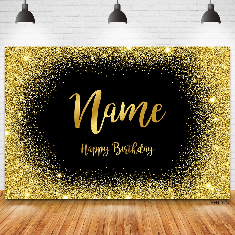 Custom Name Photo Gold Silver Glitter Birthday Party Banner Backgrounds ...