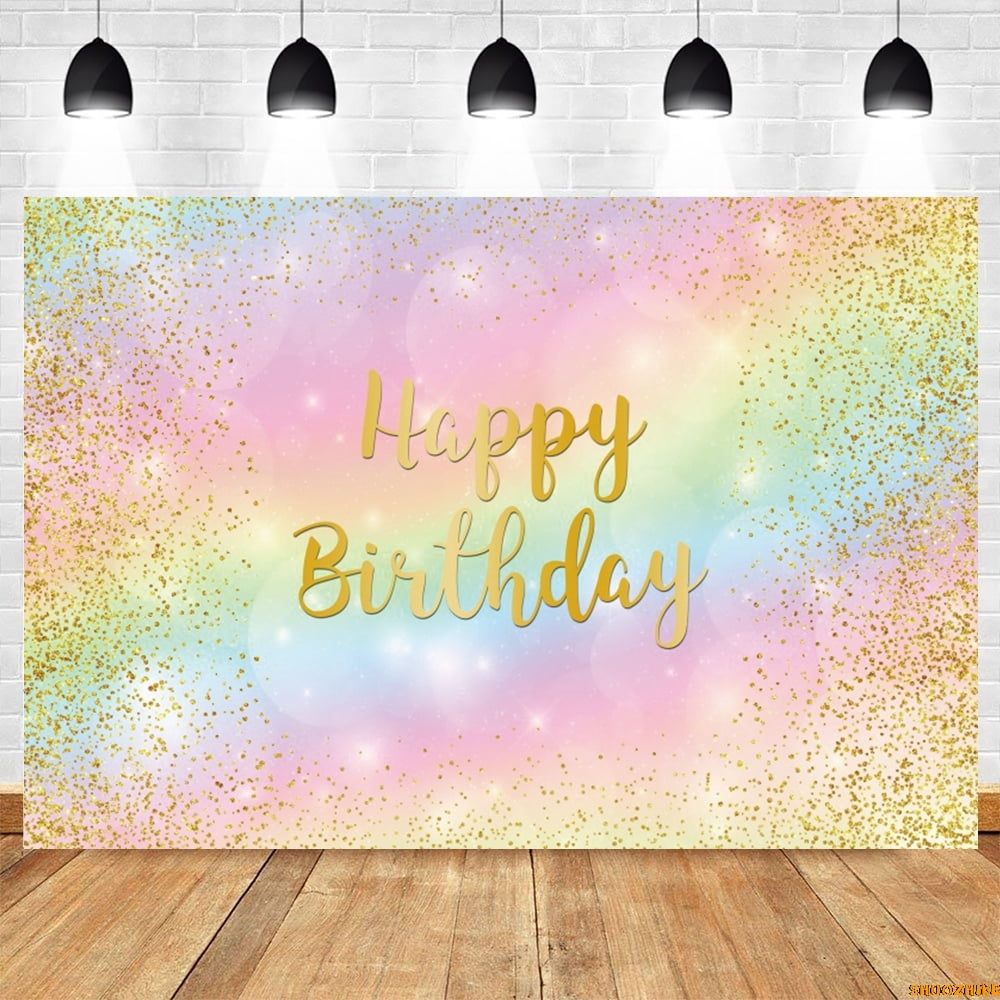 Custom Name Photo Gold Silver Glitter Birthday Party Banner Backgrounds ...