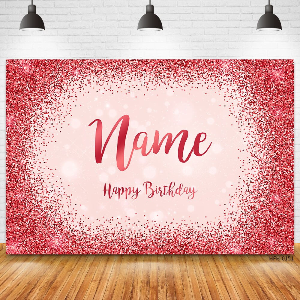 Custom Name Photo Gold Silver Glitter Birthday Party Banner Backgrounds ...