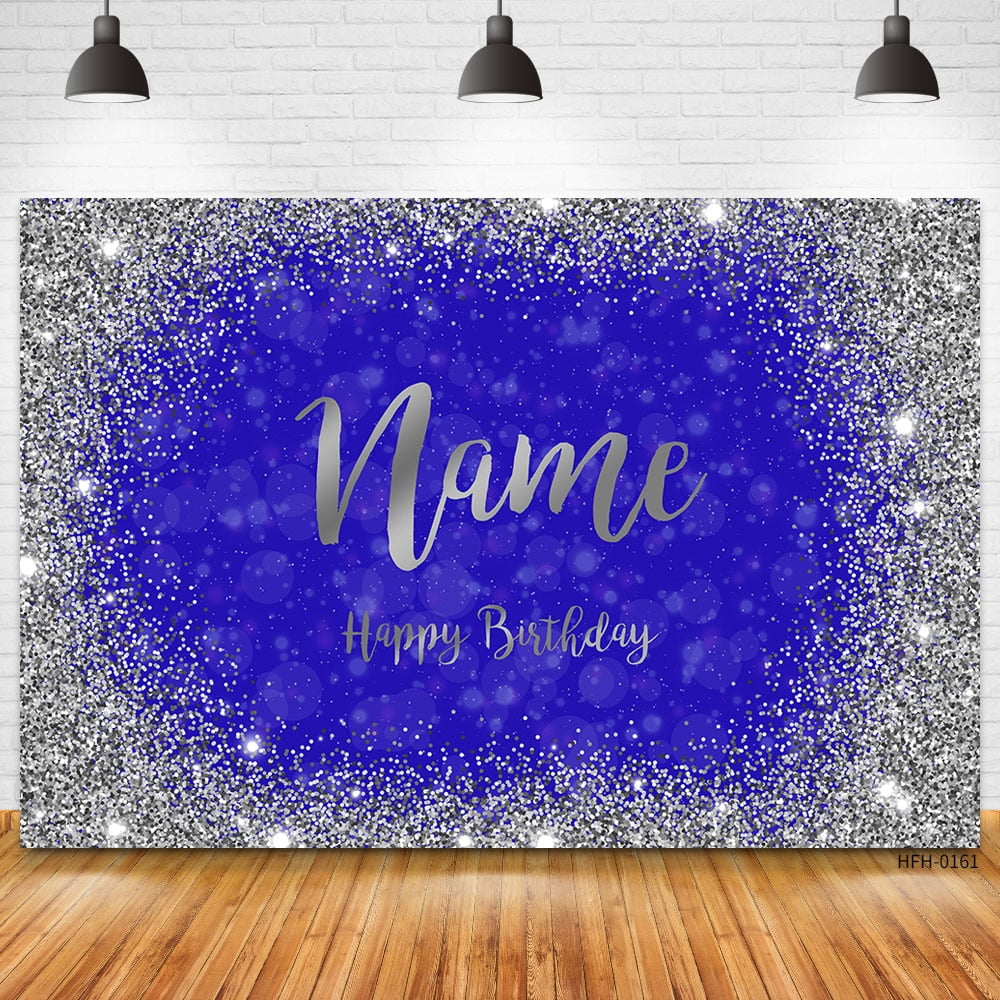 Custom Name Photo Gold Silver Glitter Birthday Party Banner Backgrounds ...