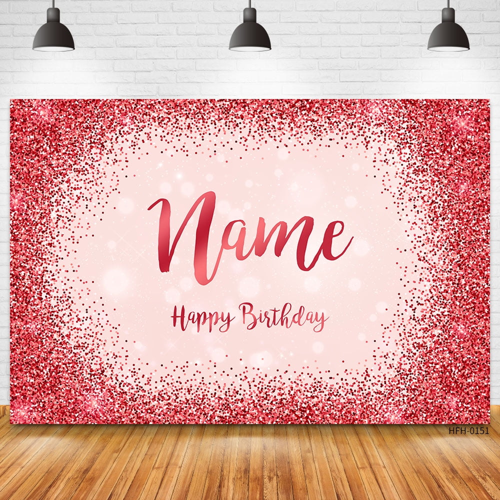 Custom Name Photo Gold Silver Glitter Birthday Party Banner Backgrounds ...