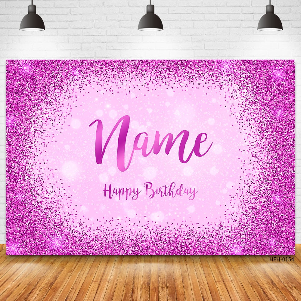 Custom Name Photo Gold Silver Glitter Birthday Party Banner Backgrounds ...