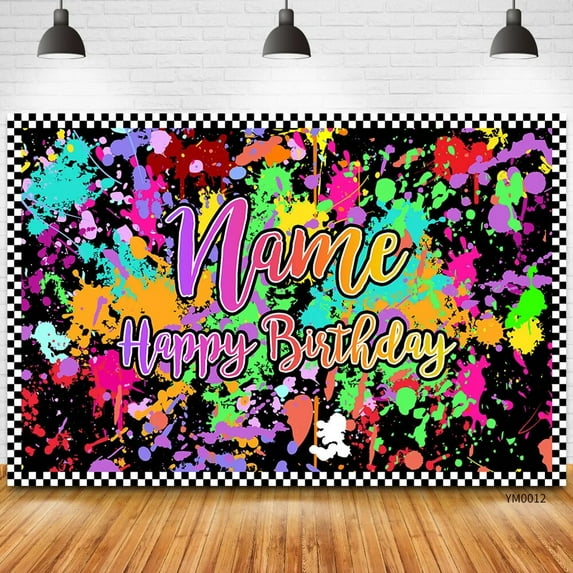 Custom Name Photo Happy Birthday Party Photography Background Colorful ...