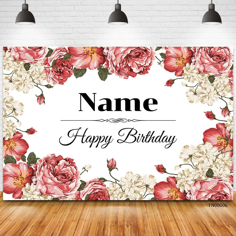 Custom Name Photo Tree Flower Birthday Party Wedding Banner Backgrounds ...
