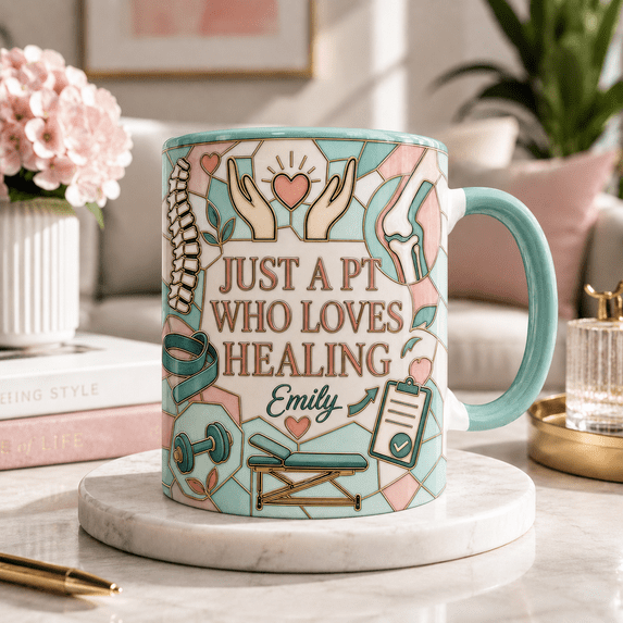 Custom Name Physical Therapist Mug, 3D Effect PT Therapy Worker Gift ...