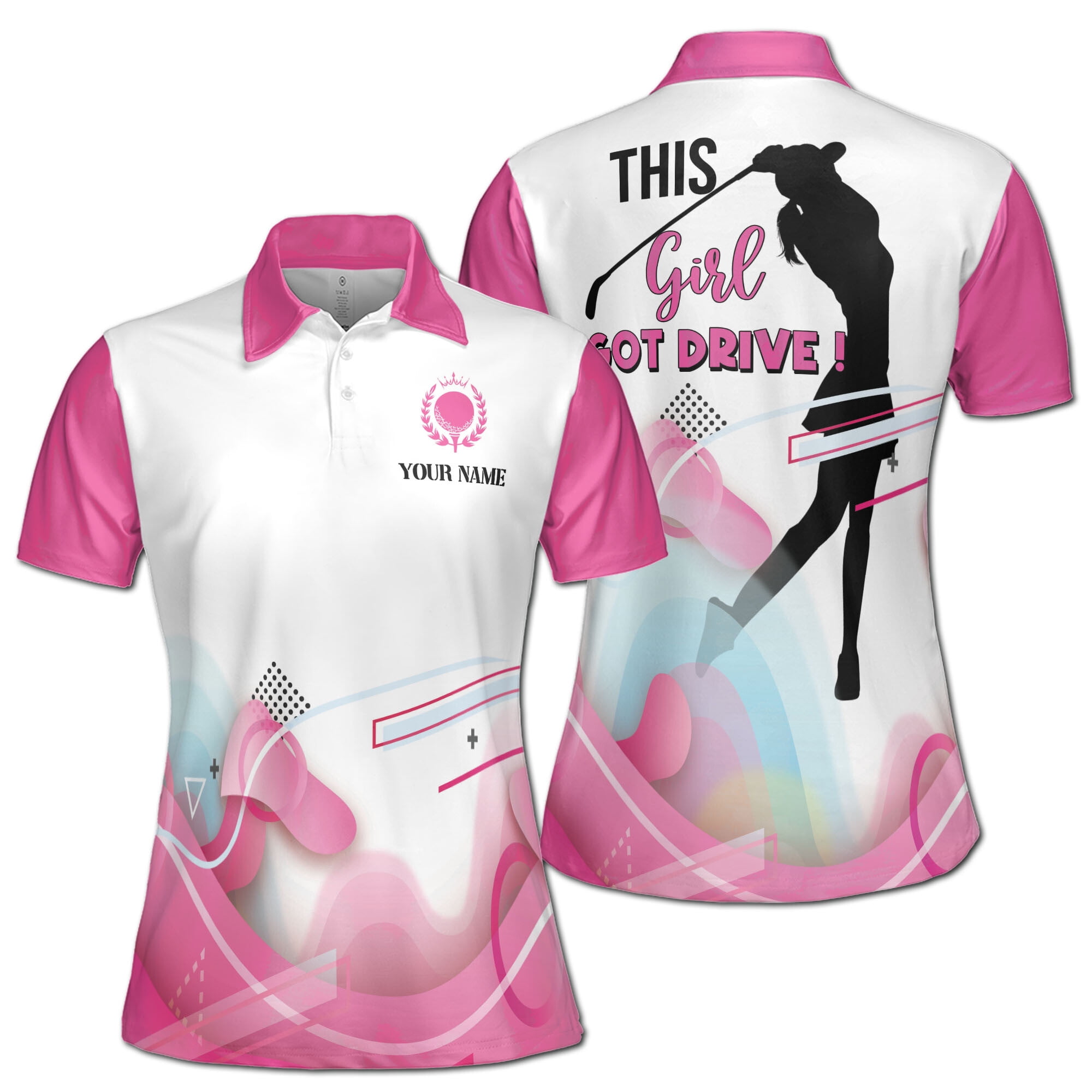Custom Name Pink Lady Golfer This Girl Got Drive Women's Polo Shirt S ...