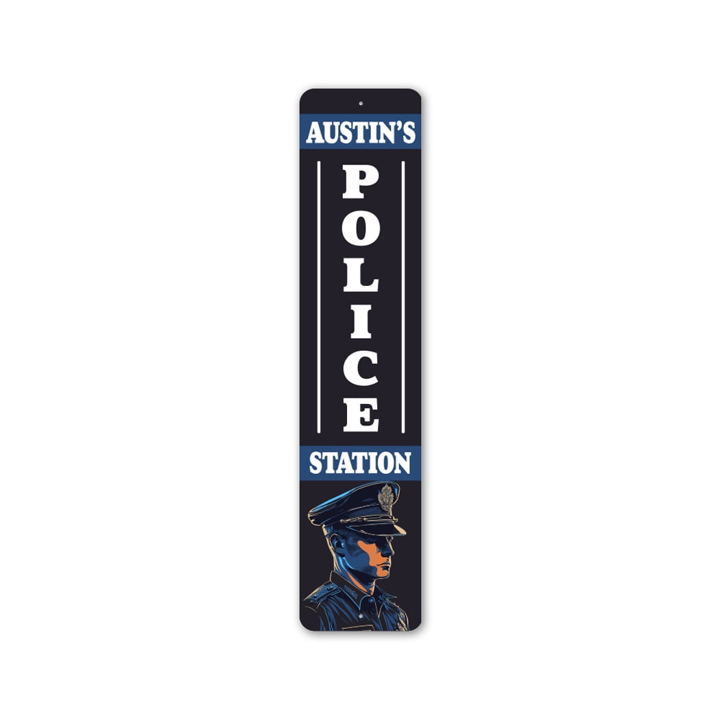 Custom Name Police Station Aluminum Metal Decor Sign - 4x18 inches ...