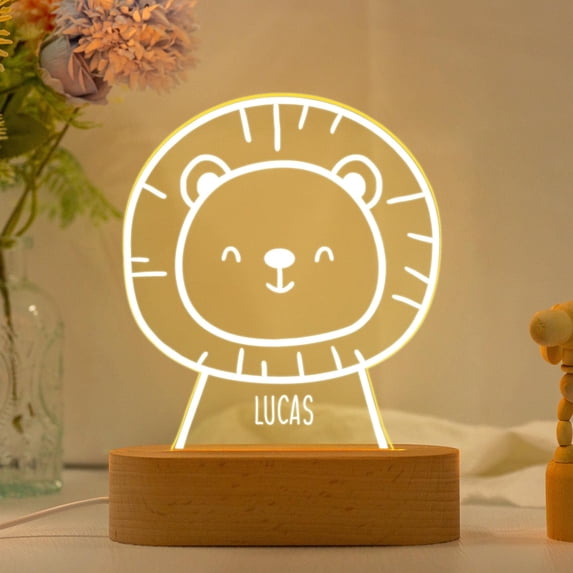 Custom Name Portrait Custom Night Light Acrylic Board Wooden Base ...