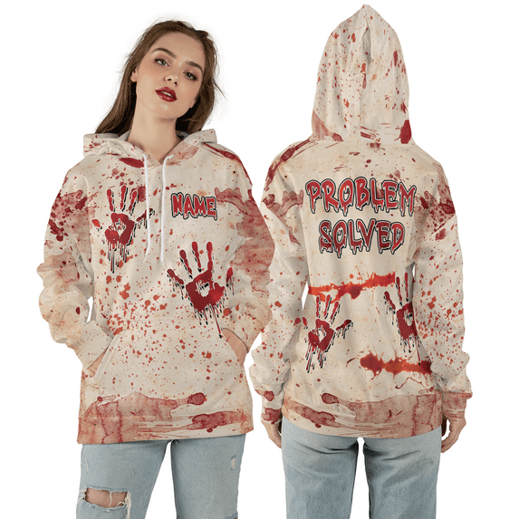 Custom Name Problem Solved Custom Name 3D Hoodie, Red Splatter Style ...