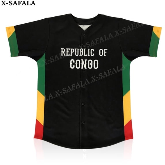 Custom Name REPUBLIC OF CONGO Country Flag 3D Print Baseball Jersey ...