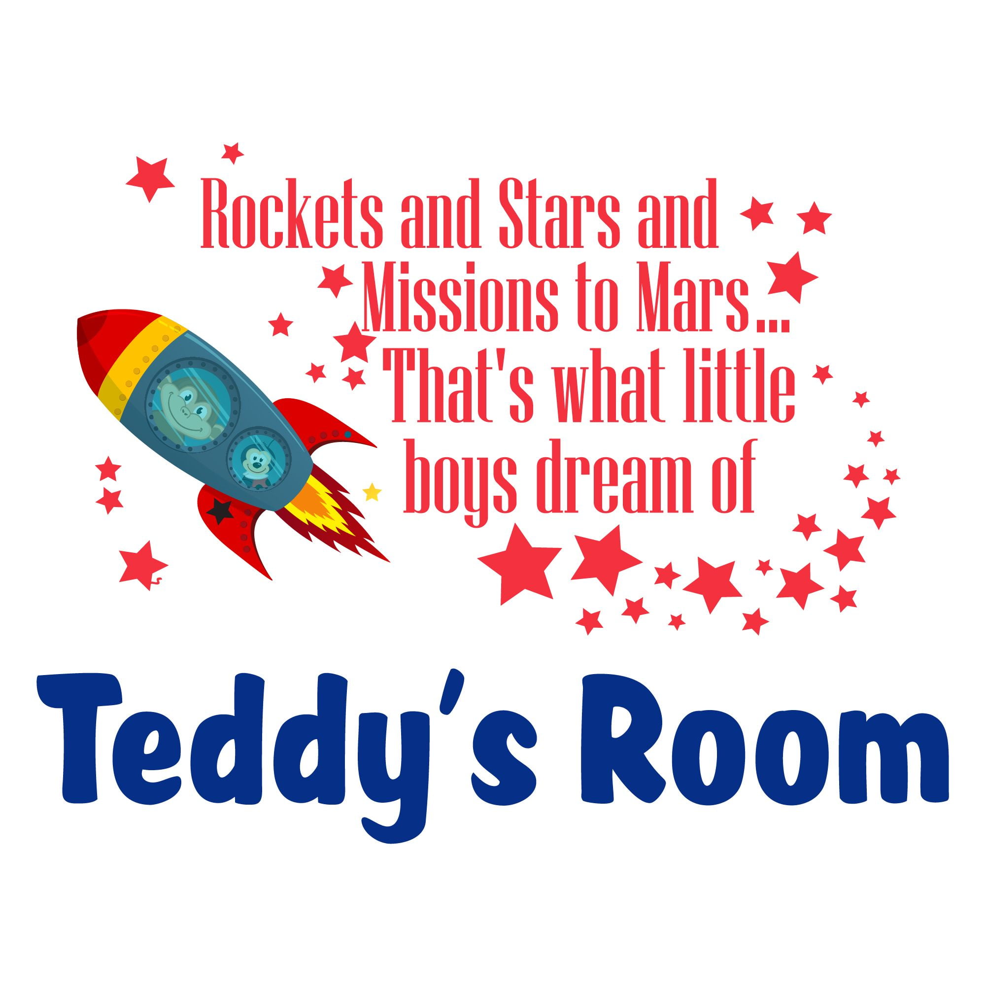 Custom Name Rockets and Stars Space QuoteWall Decal Decoration Mission ...